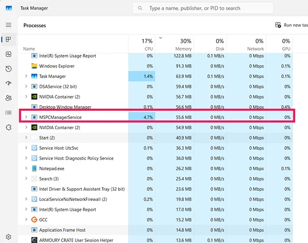 MSPCManager Service (Store) ใน Task Manager คืออะไร ทำไมบางครั้งใช้งาน CPU หรือทำงานหนัก ...